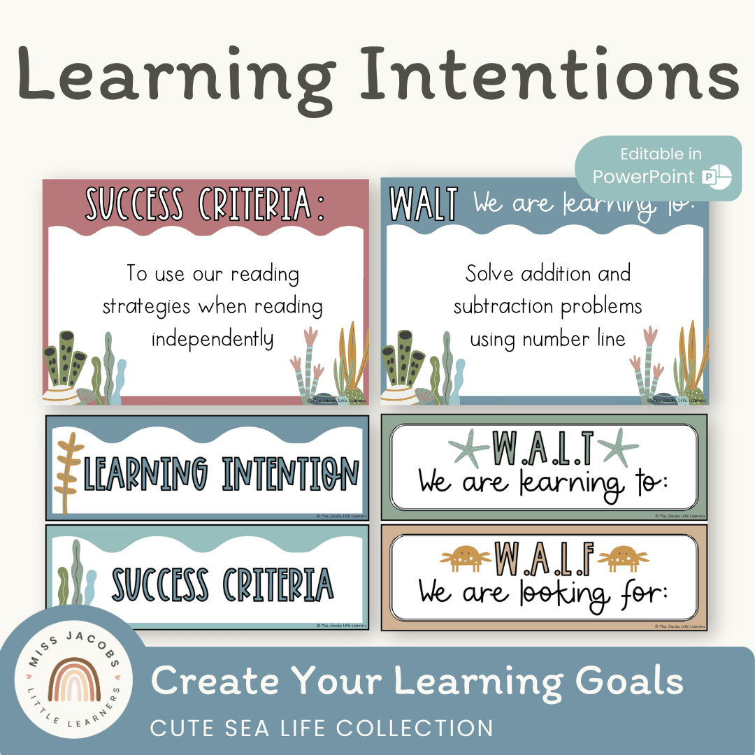 Learning Intention and Success Criteria Display - Cute Sea Life Decor ...
