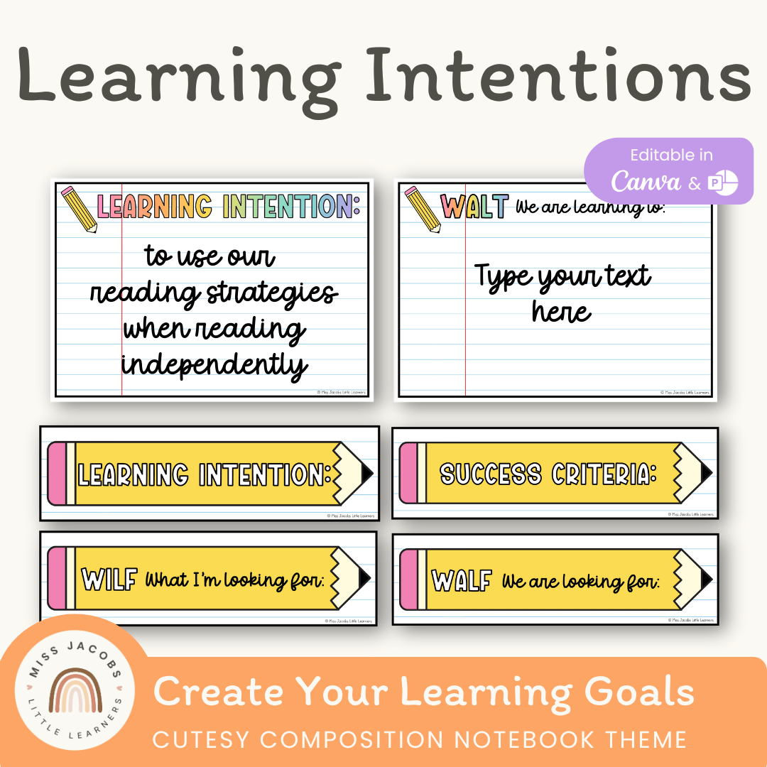 Learning Intention and Success Criteria - Composition Notebook – Miss ...
