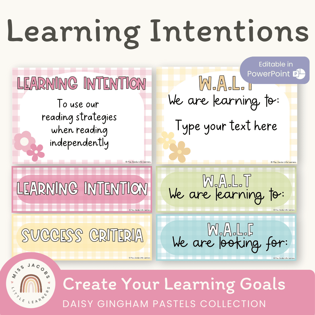Learning Intention and Success Criteria Display - Daisy Gingham Pastel ...