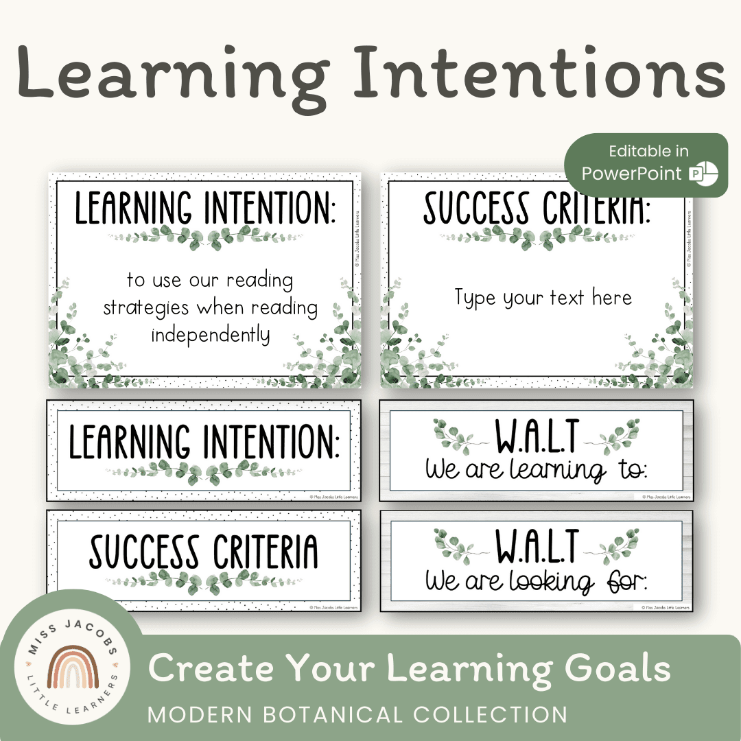 Learning Intention & Success Criteria Display - Modern Botanical - MJLL ...