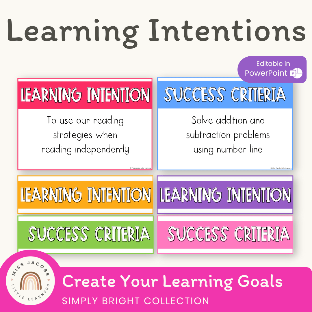 Learning Intentions | BRIGHTS | Editable – Miss Jacobs Little Learners