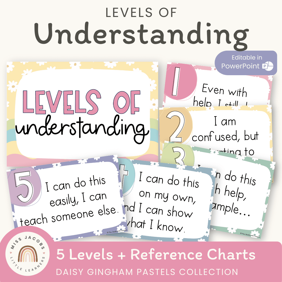 Levels of Understanding Posters with visuals | Daisy Gingham Pastels ...