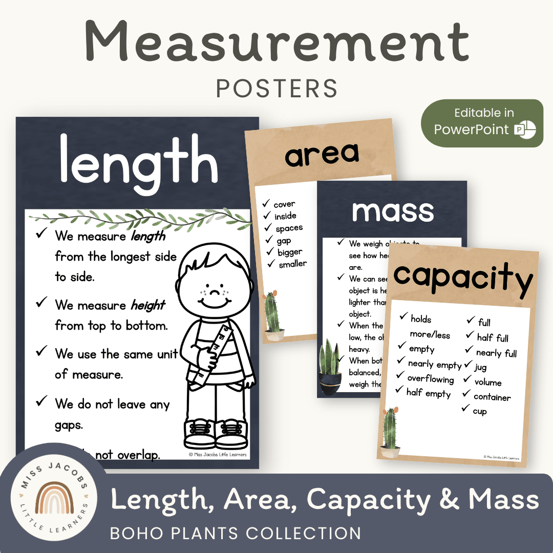 Measurement Posters - Boho Plants Classroom Decor – Miss Jacobs Little ...