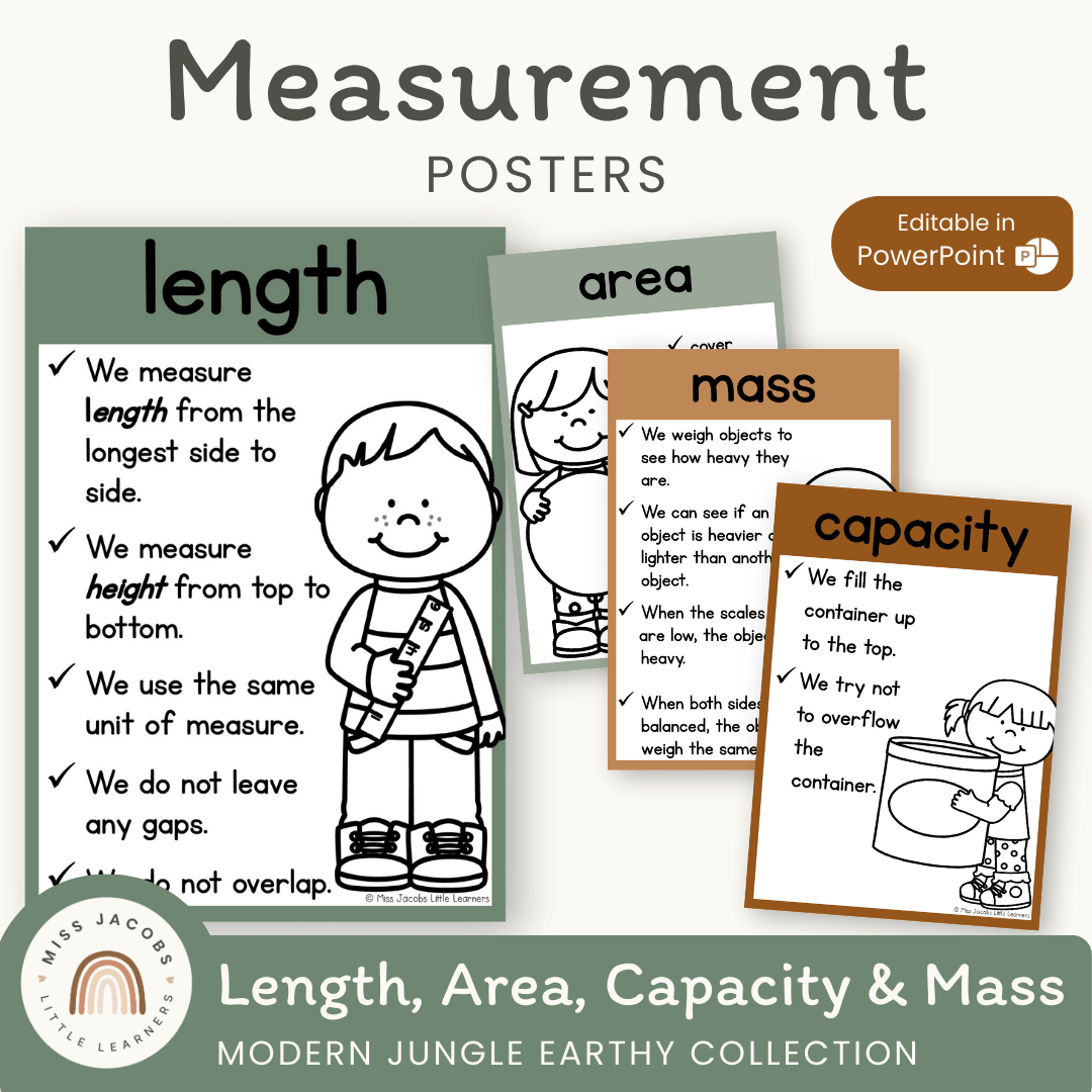 Measurement Posters - Modern Jungle Earthy Theme - MJLL – Miss Jacobs ...