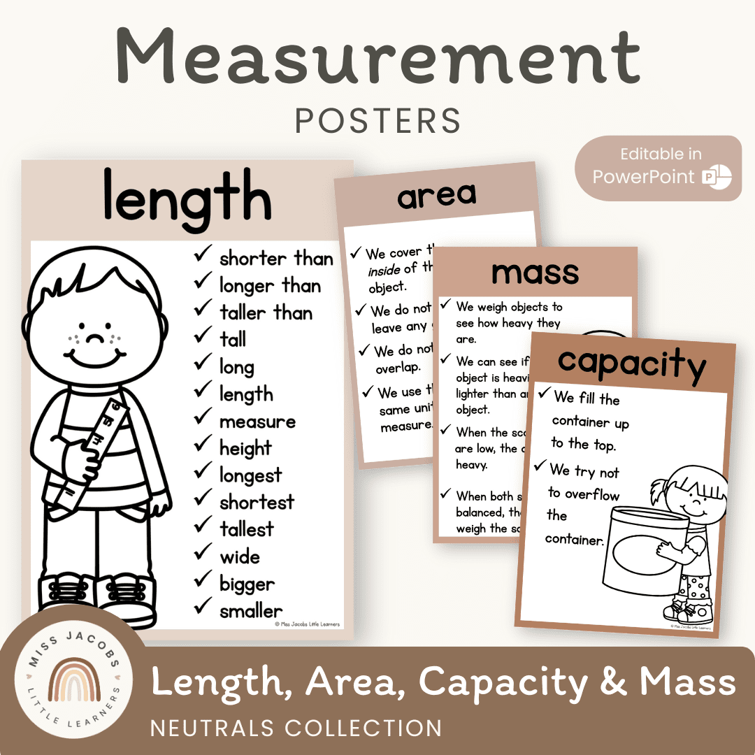 Measurement Posters | Ombre Neutral Math Classroom Decor – Miss Jacobs ...
