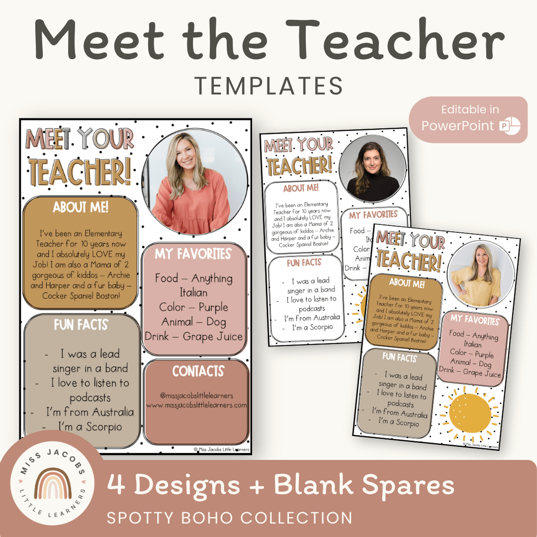 Meet the Teacher Template - Spotty Boho Decor - Miss Jacobs – Miss ...