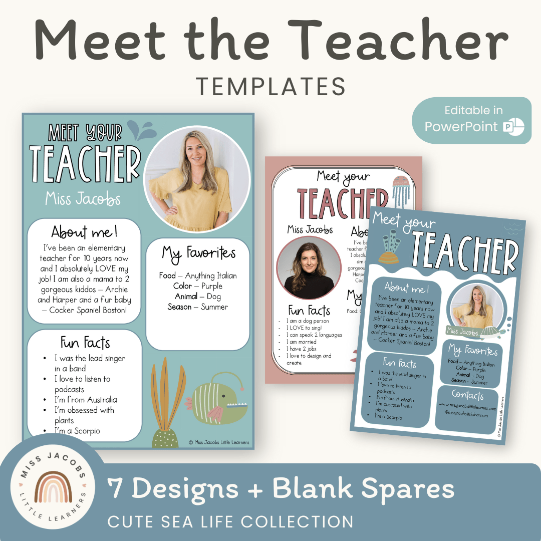 Meet the Teacher Templates - Cute Sea Life Classroom Decor – Miss ...