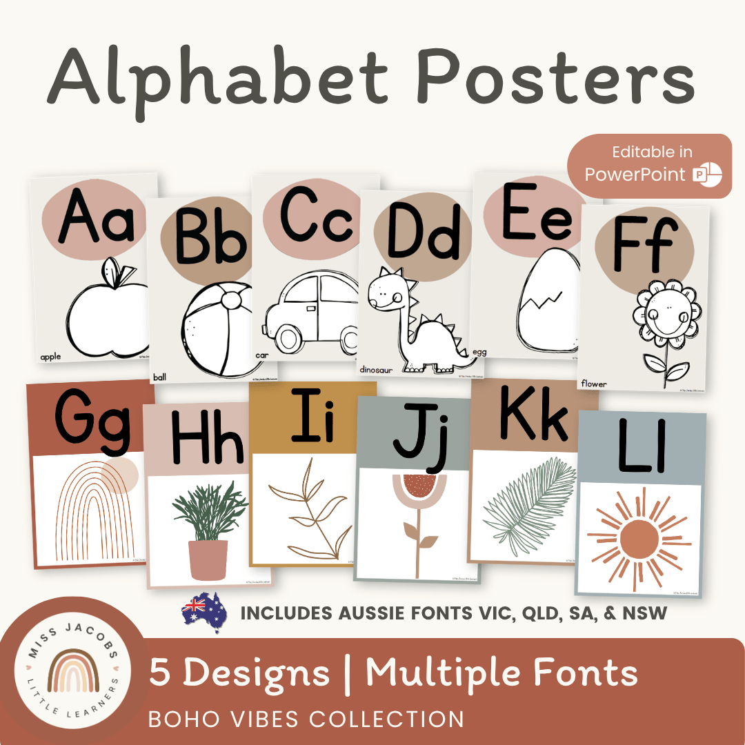 Modern Boho Vibes Alphabet Posters | Neutral Classroom Decor – Miss ...