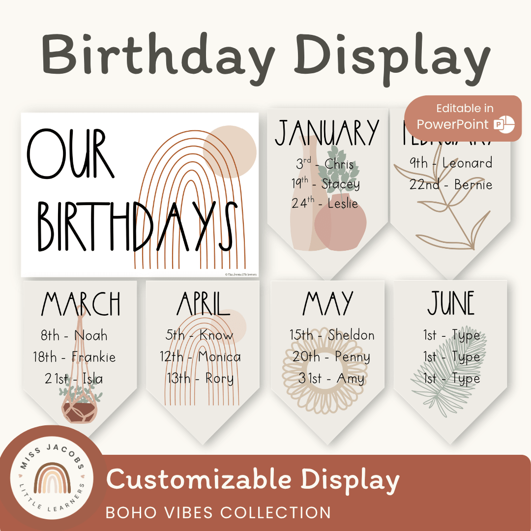 Modern BOHO VIBES Birthday Display - Editable | Neutral Tones – Miss ...