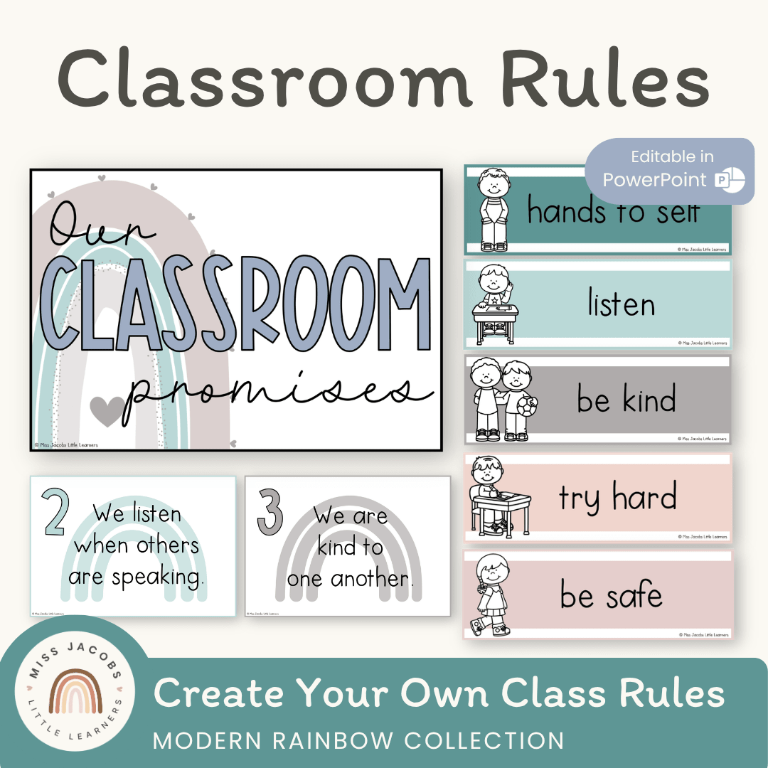 Modern Rainbow Classroom Rules Posters – Miss Jacobs Little Learners