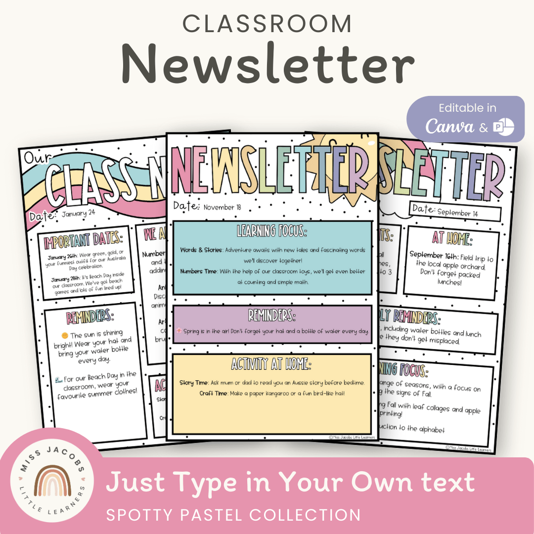 Newsletter Templates - Spotty Pastel Theme - Miss Jacobs – Miss Jacobs ...