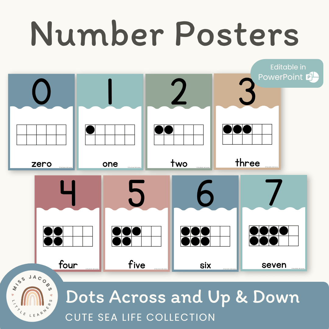 Number Posters with Ten Frames - Math - Cute Sea Life – Miss Jacobs ...