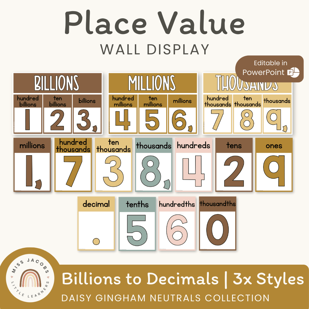 Place Value Posters Bulletin Board Display | Daisy Gingham – Miss ...