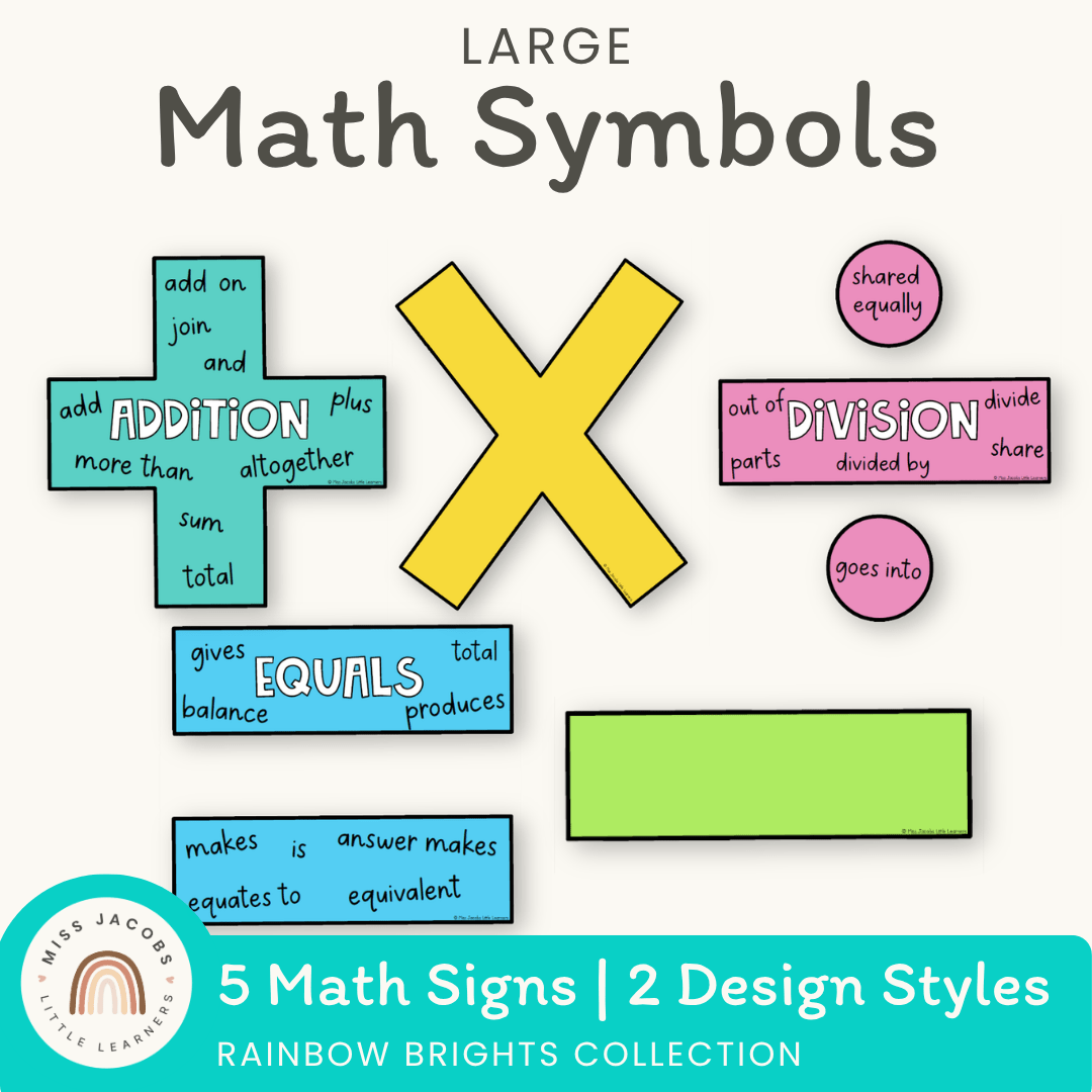 Rainbow Brights Large Math Symbols – Miss Jacobs Little Learners
