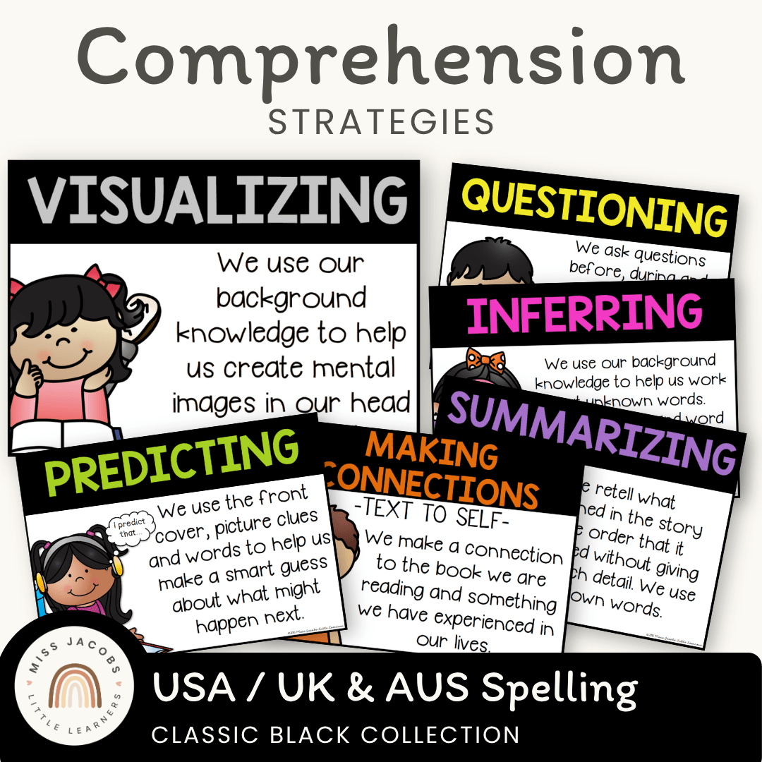 Reading Comprehension Posters {Black Strip} – Miss Jacobs Little Learners
