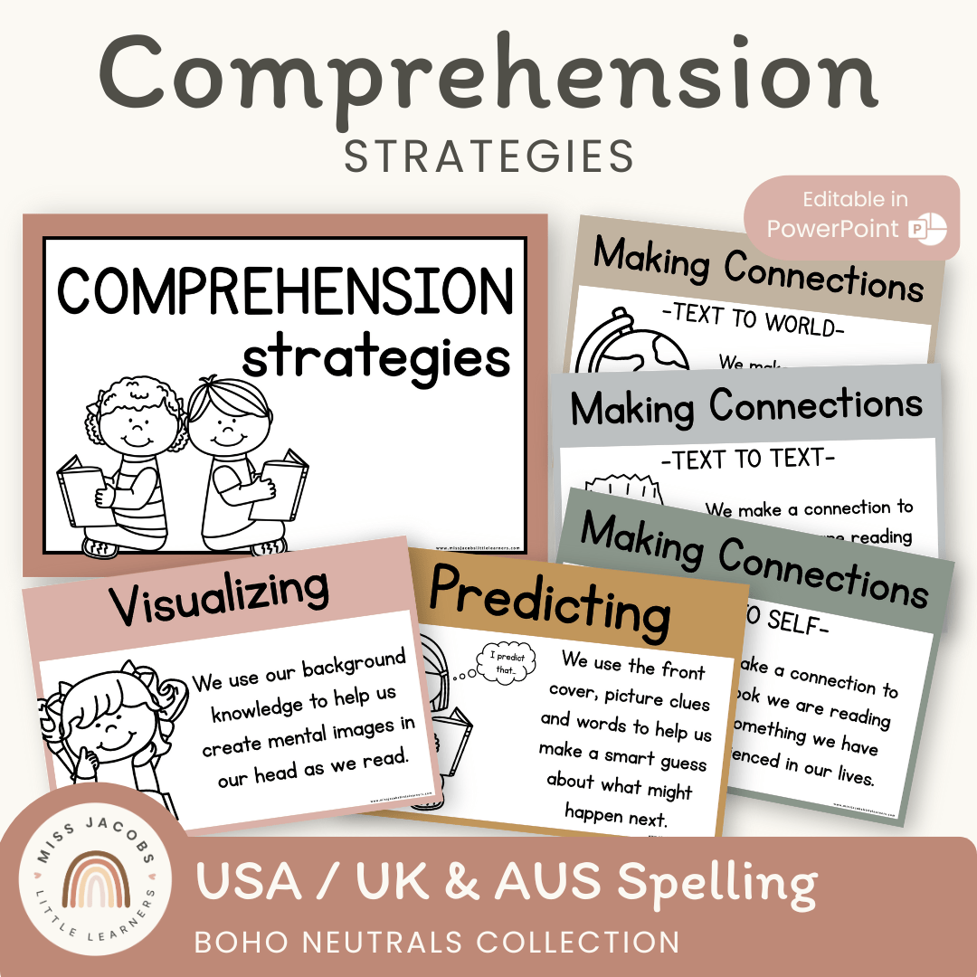 Reading Comprehension Strategies Posters - Boho Neutrals Theme - MJLL ...
