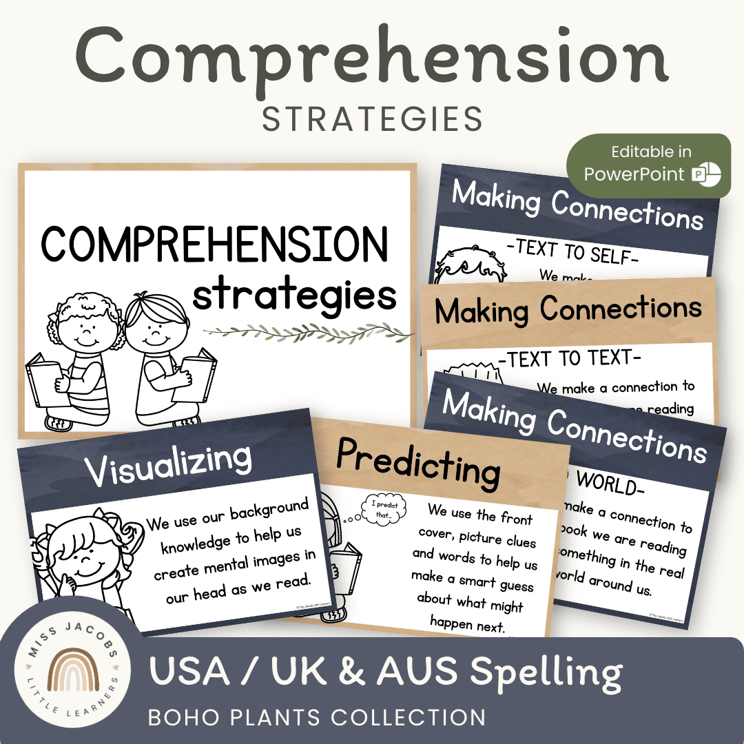 Reading Comprehension Strategies Posters - Boho Plants Decor – Miss ...