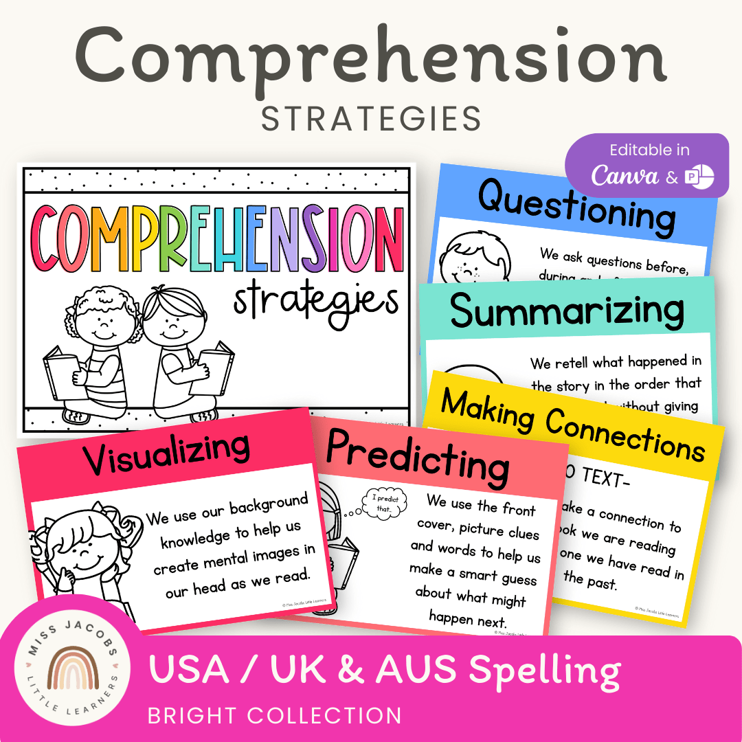 Reading Comprehension Strategies Posters - Bright Theme - MJLL – Miss ...