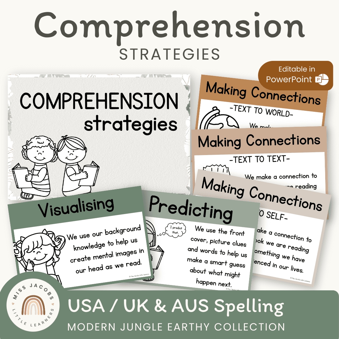 Reading Comprehension Strategies Posters - Modern Jungle Earthy Theme ...