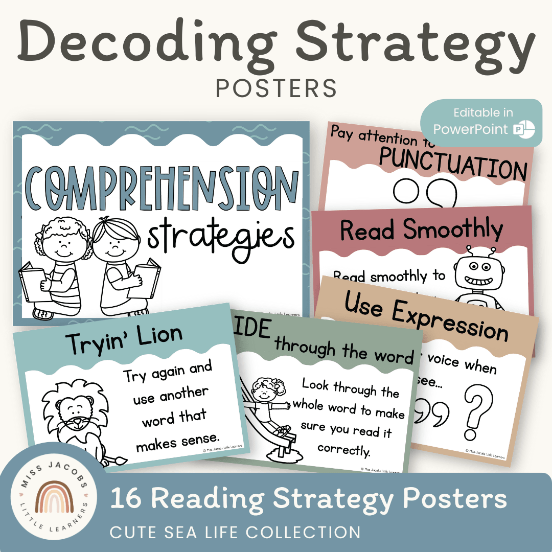 Reading Decoding Strategies Posters - Cute Sea Life Theme – Miss Jacobs ...