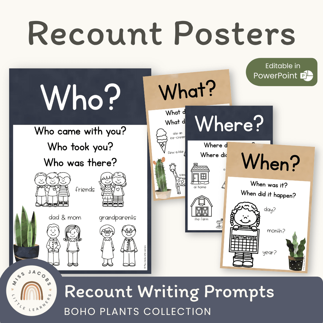 Recount Posters - Boho Plants Classroom Decor – Miss Jacobs Little Learners
