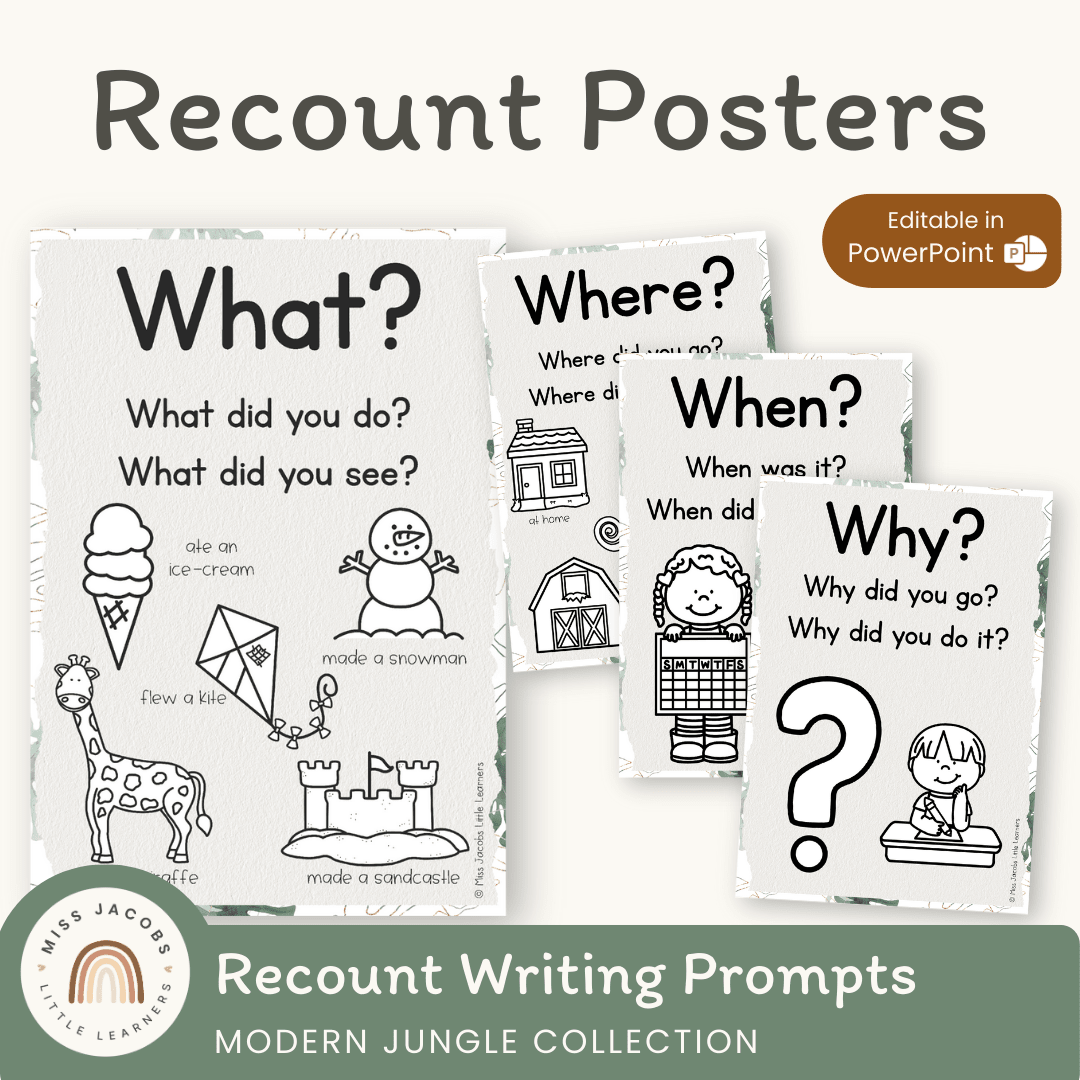 Recount Posters - Modern Jungle Classroom Decor – Miss Jacobs Little ...