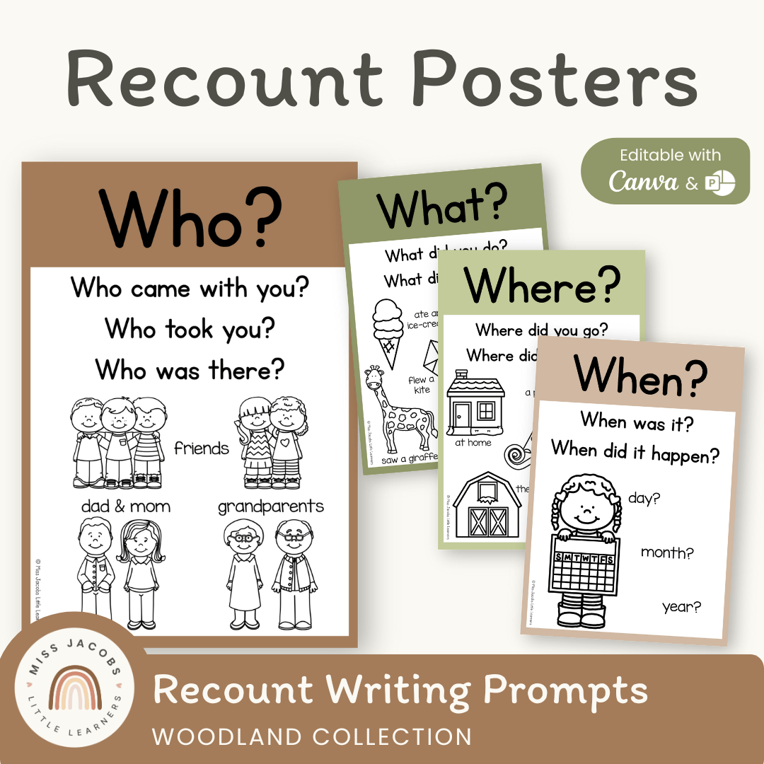 Recount Posters - Woodland Theme Classroom Decor - Miss Jacobs – Miss ...