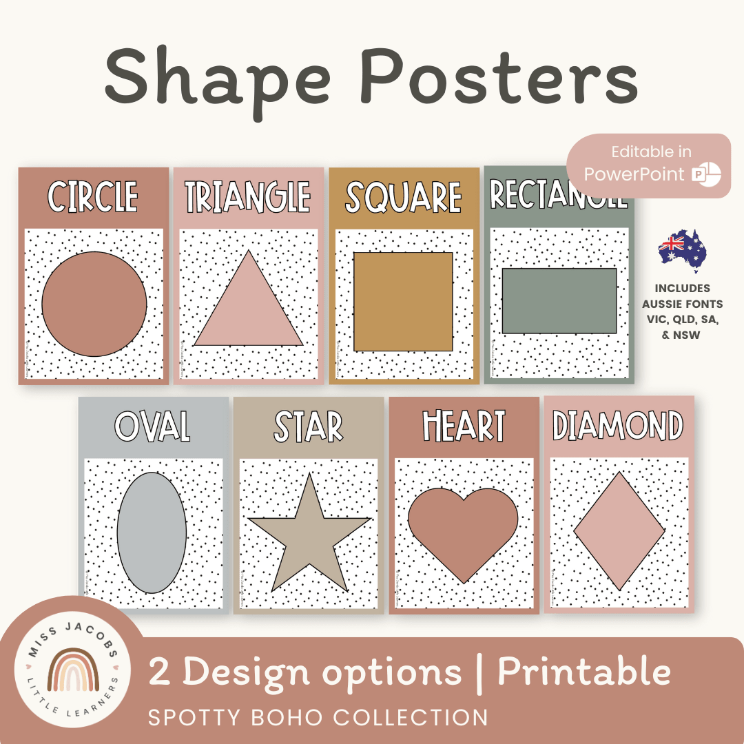 Shape Posters - Spotty Boho Classroom Decor – Miss Jacobs Little Learners