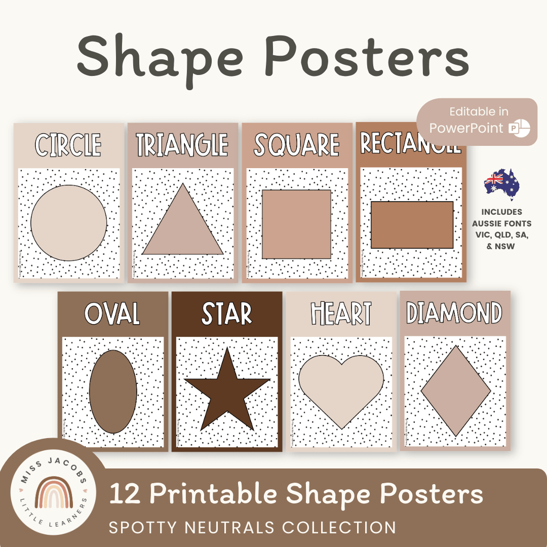 Shape Posters | Spotty Neutrals Calm Classroom Decor | Editable – Miss ...