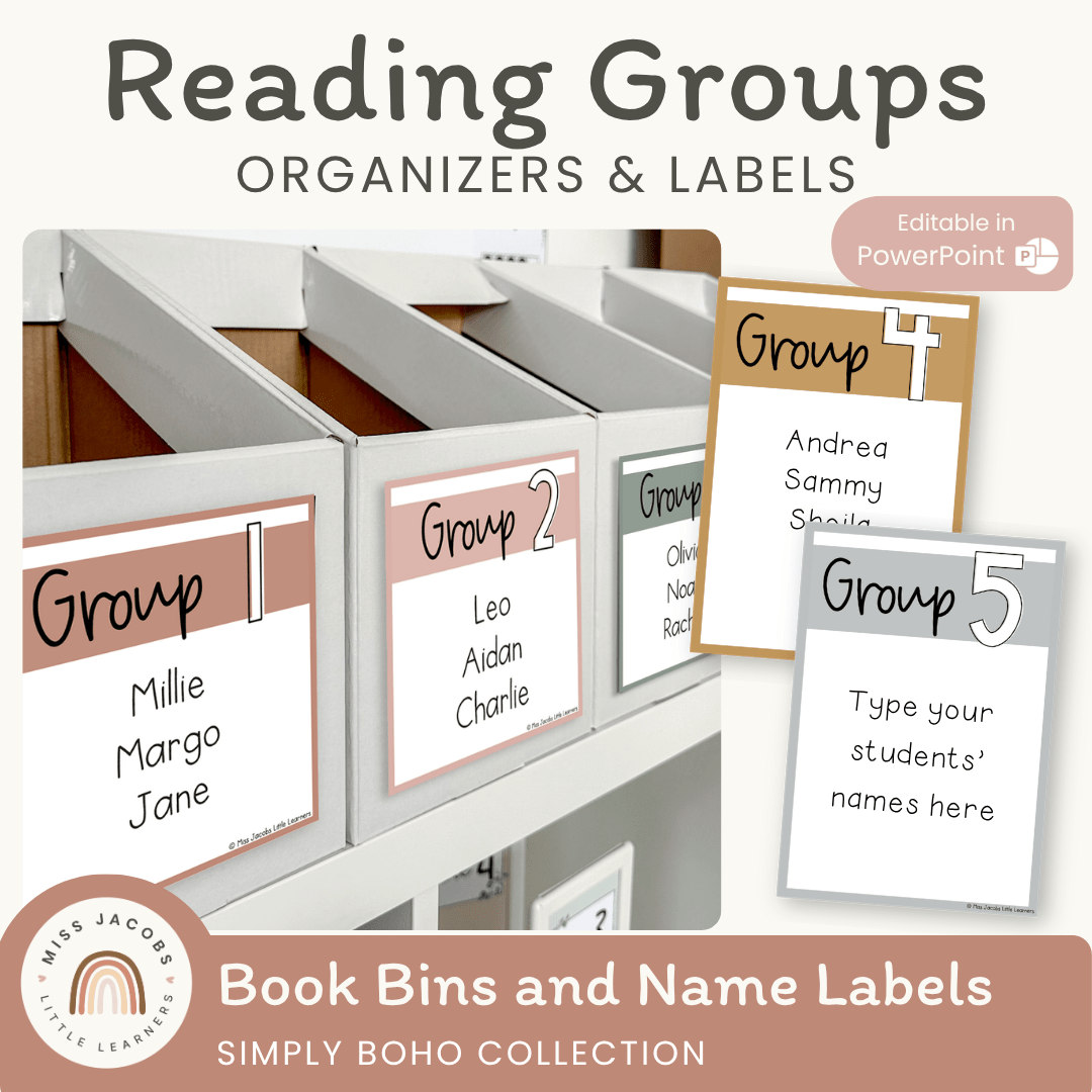 Simple Boho Reading Groups Organizers | Editable Neutral Guided Readin ...