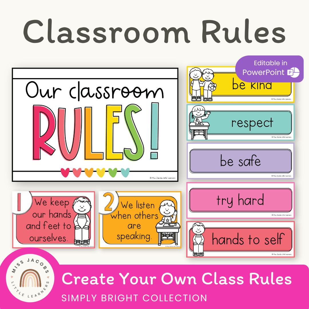 Simple Brights Classroom Rules Posters – Miss Jacobs Little Learners