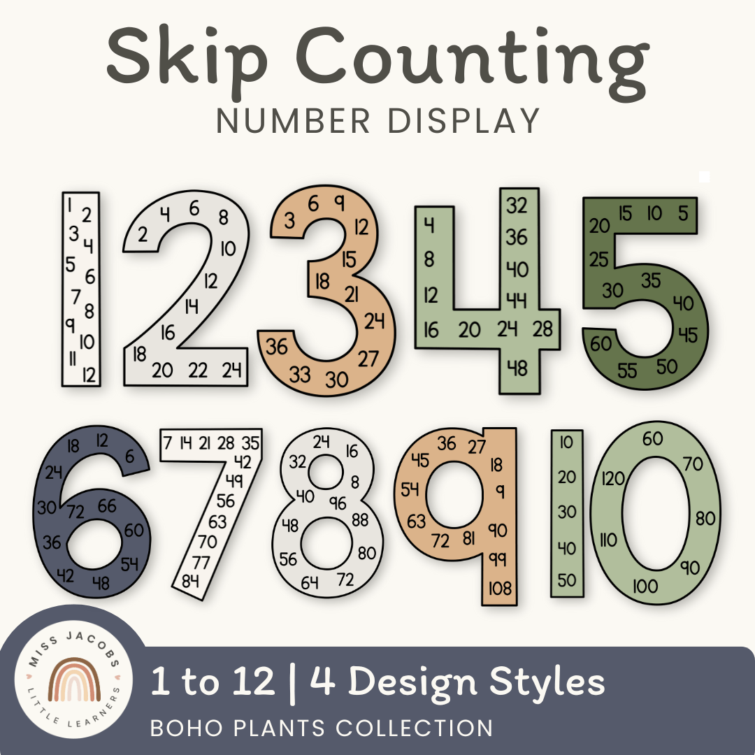 Skip Counting Large Number Display - Boho Plants Decor – Miss Jacobs ...