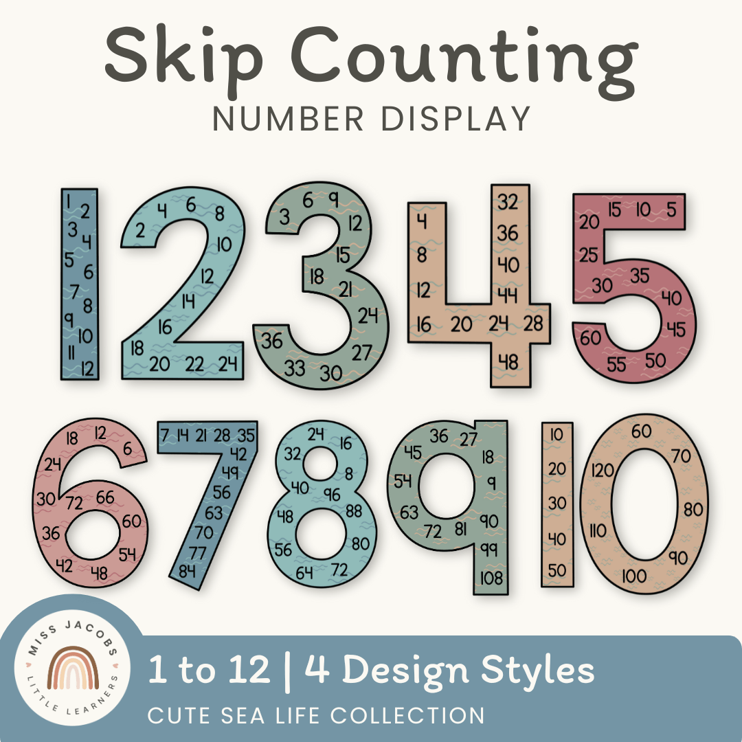 Skip Counting Large Number Display - Cute Sea Life Decor – Miss Jacobs ...