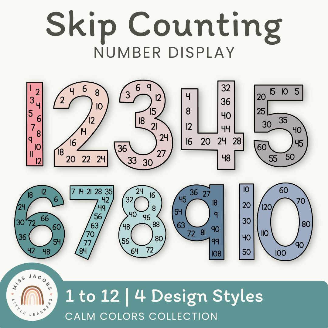Skip Counting Number Display: Modern Rainbow Classroom Decor – Miss ...