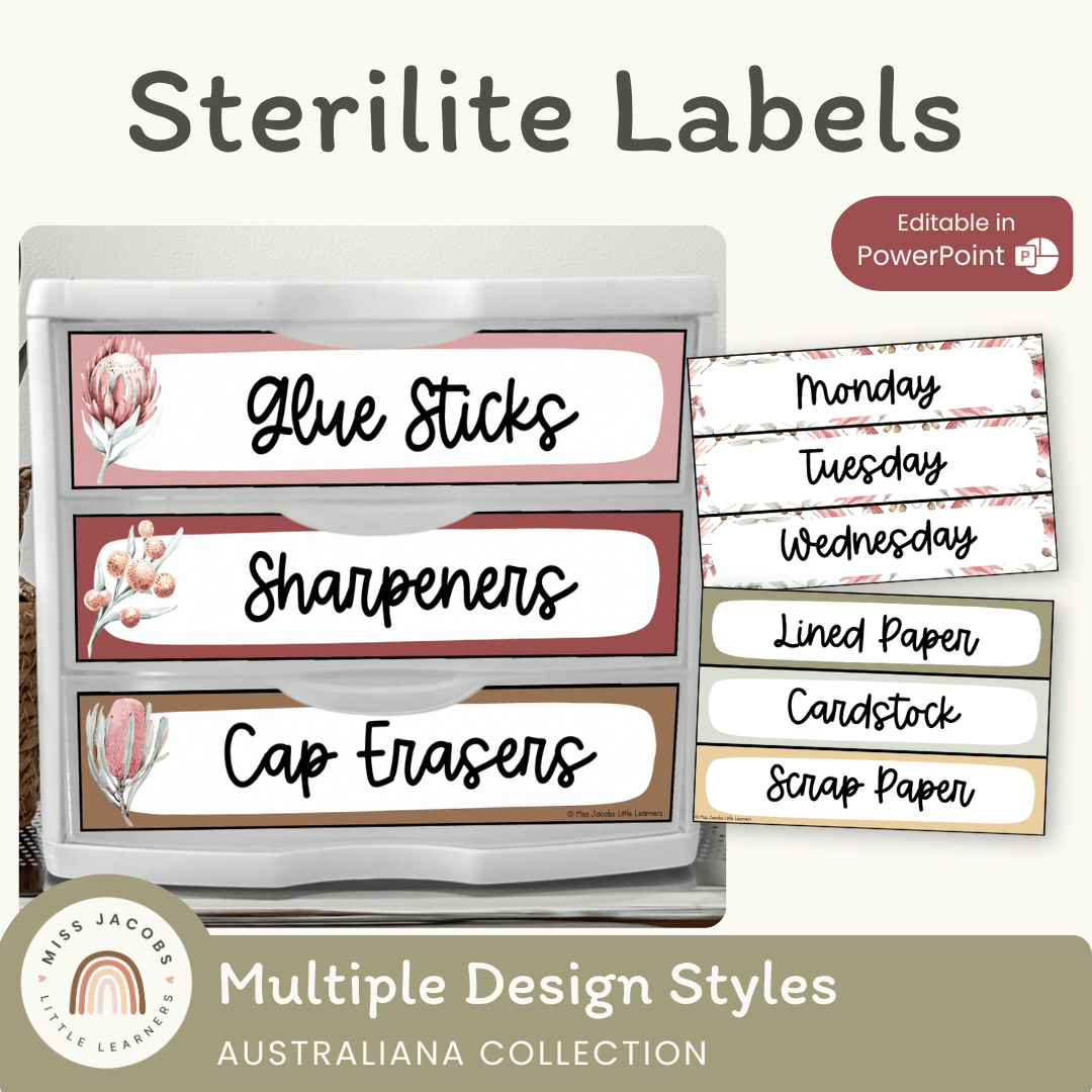 Sterilite Drawer Labels - Australiana Classroom Theme - MJLL – Miss ...
