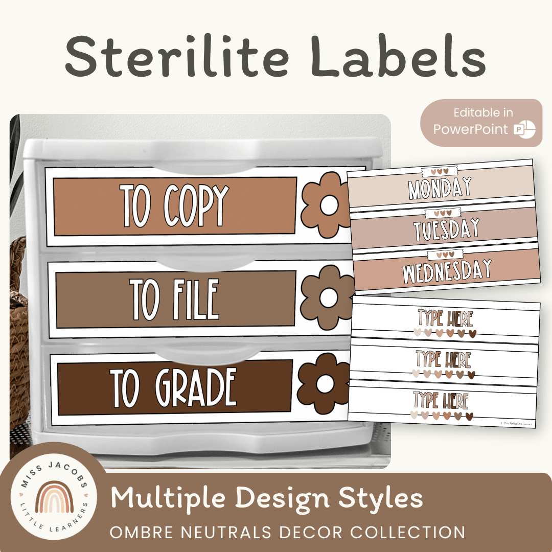 Sterilite Labels | Ombre Neutrals – Miss Jacobs Little Learners
