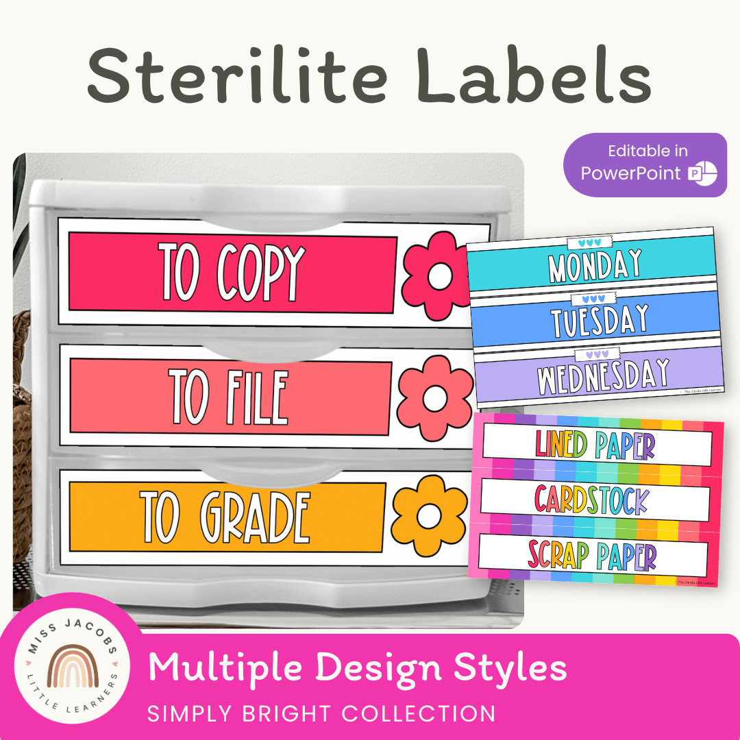 Sterilite Labels | Simply Bright – Miss Jacobs Little Learners