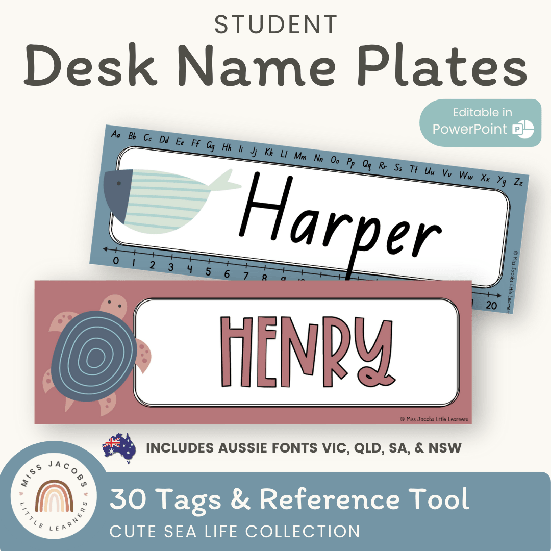 Student Desk Name Plates - Cute Sea Life – Miss Jacobs Little Learners