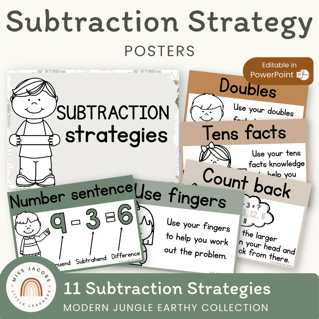 Subtraction Strategies Posters - Modern Jungle Earthy - MJLL – Miss ...