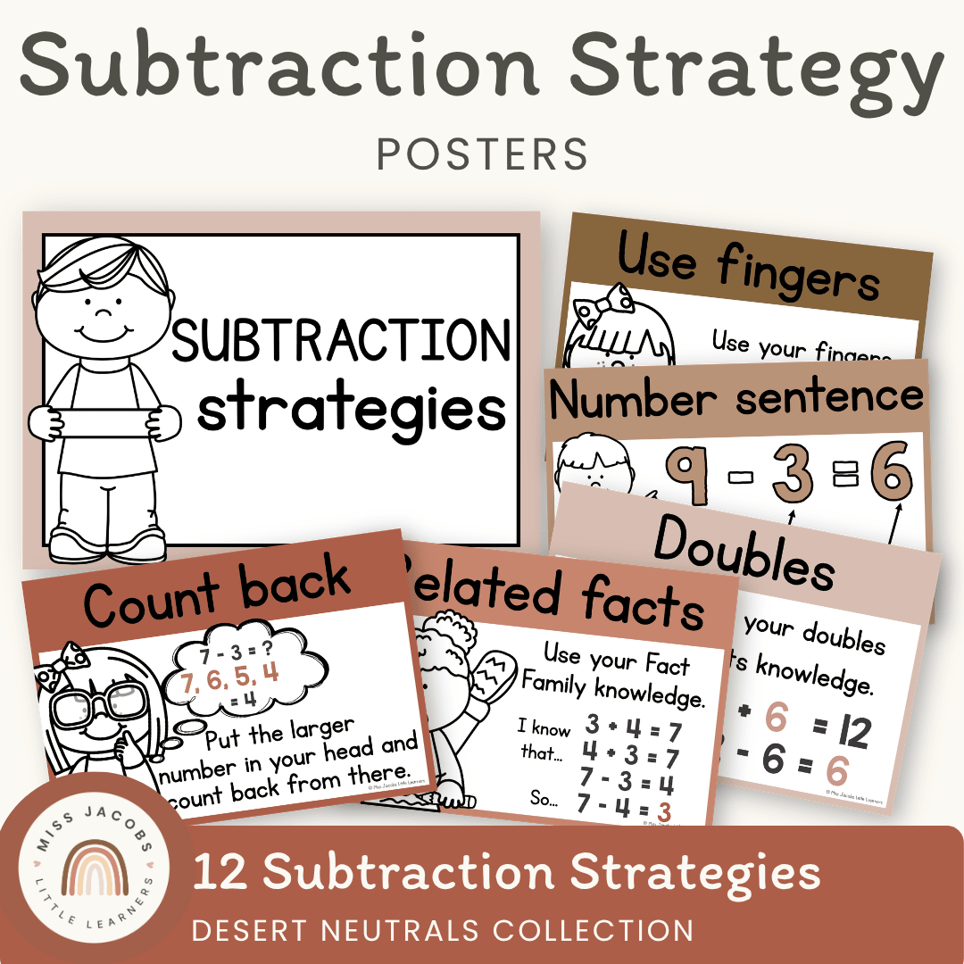 Subtraction Strategy Posters | DESERT NEUTRALS | Boho Vibes Classroom ...