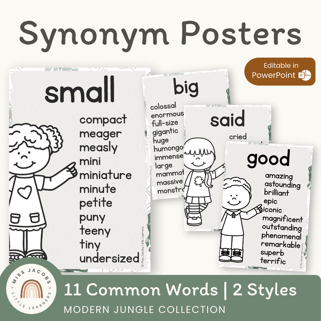 Synonym Posters - Modern Jungle Classroom Decor – Miss Jacobs Little ...