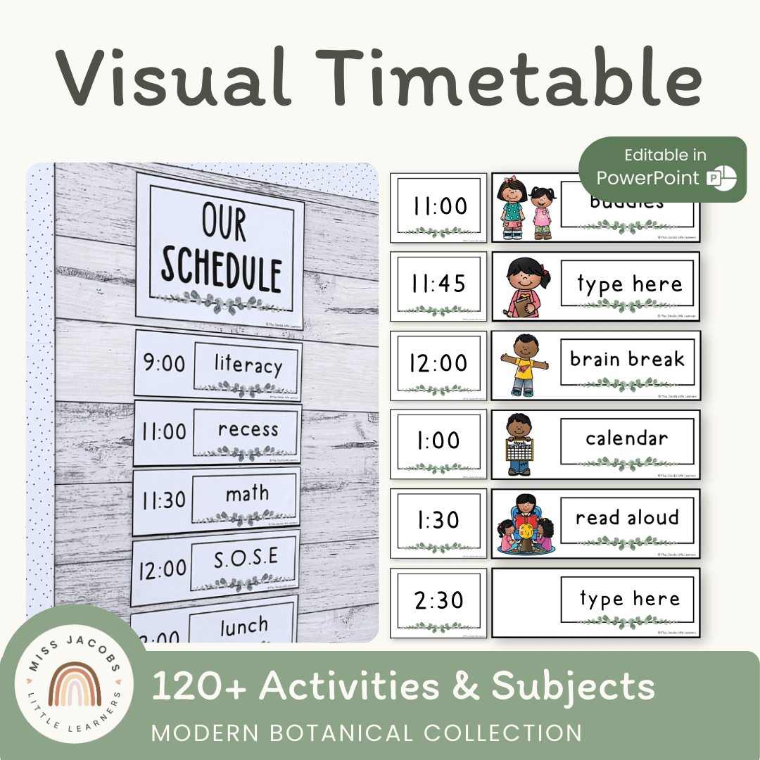 Visual Timetable - Modern Botanical Classroom Theme - Miss Jacobs ...