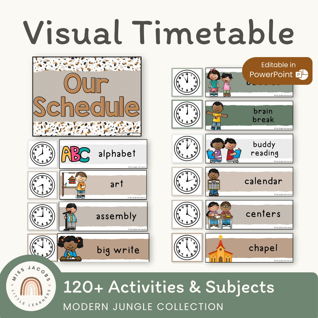Visual Timetable Daily Schedule - Modern Jungle Classroom Decor – Miss ...