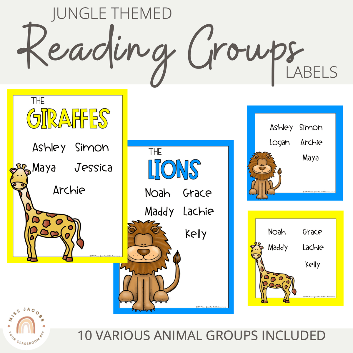 Reading Groups - Posters & Labels | Jungle Animals – Miss Jacobs Little ...