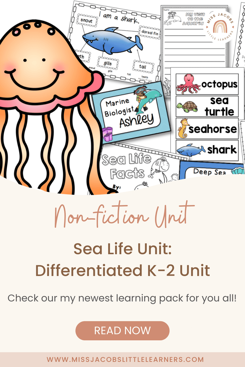 Sea Life Unit: Differentiated K-2 Unit – Miss Jacobs Little Learners
