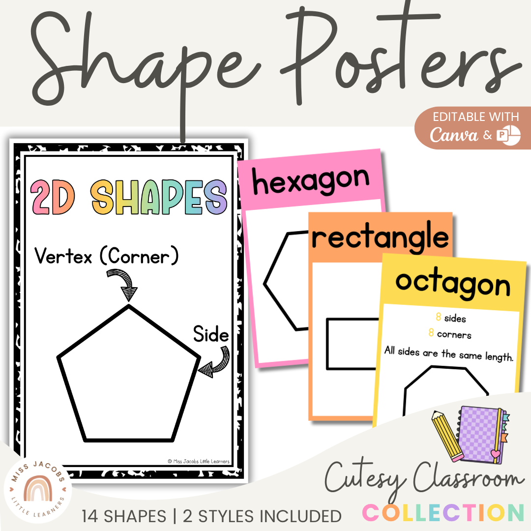 2D Shape Posters - Cutesy Classroom Theme - Miss Jacobs