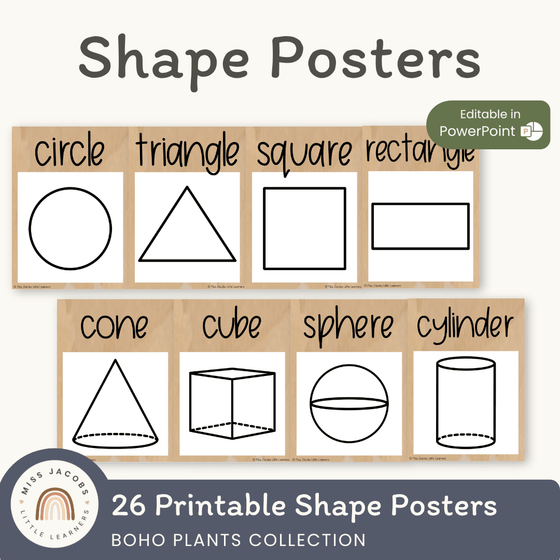 2D & 3D Shape Posters - Boho Plants Classroom Decor – Miss Jacobs ...