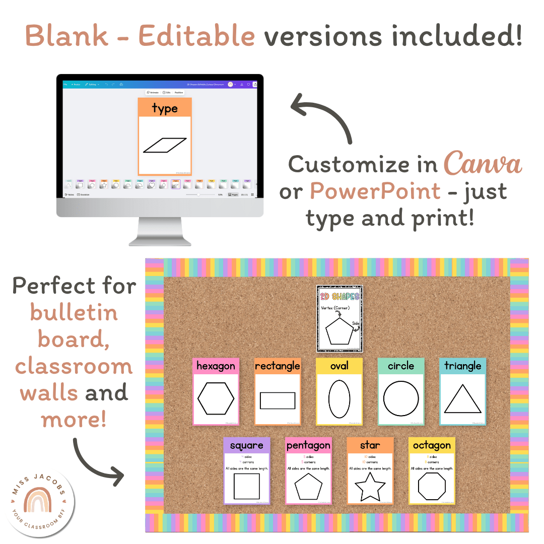 2D Shape Posters - Cutesy Classroom Theme - Miss Jacobs