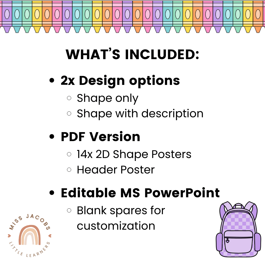 2D Shape Posters - Cutesy Classroom Theme - Miss Jacobs - Default Title
