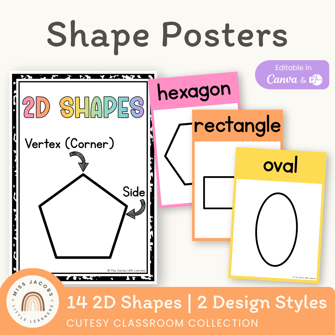 2D Shape Posters - Cutesy Classroom Theme - Miss Jacobs